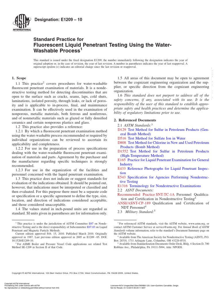 Fluorescent Liquid Penetrant Testing Using The Water-Washable Process ...
