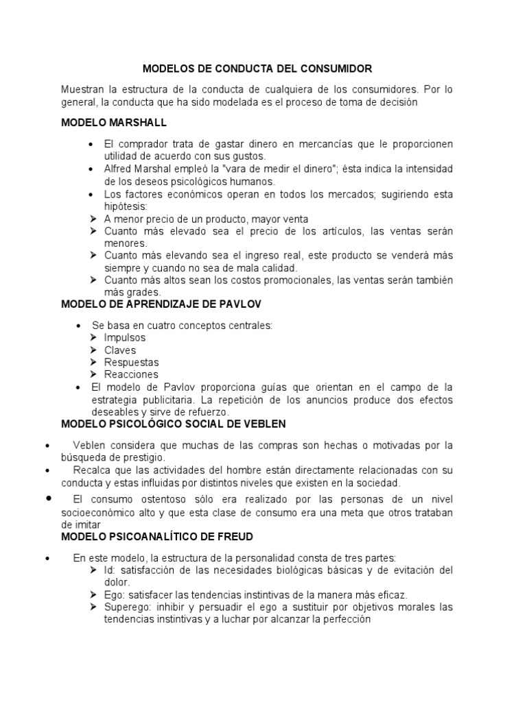 Modelos de Conducta Del Consumidor | PDF