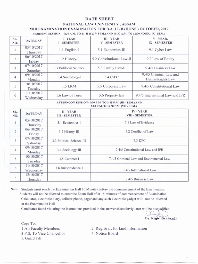Mid Sem-Date Sheet | PDF | Academic Term | Virtue