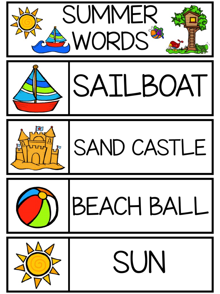 Summer Writing Vocabulary | PDF