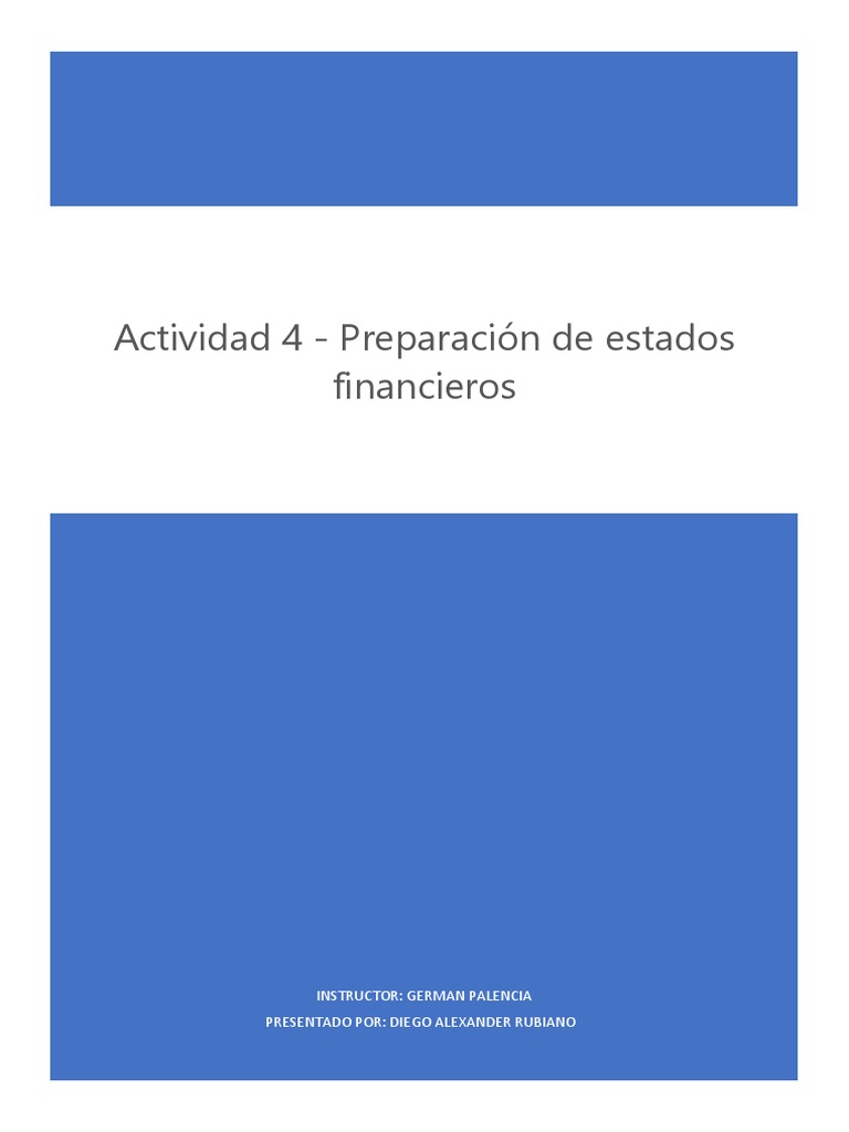 Taller: Preparación de Estados Financieros | PDF | Contabilidad | Estado financiero
