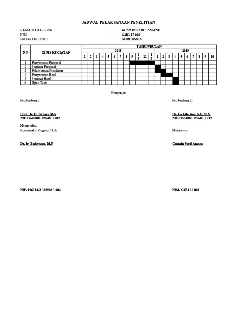 Matriks Jadwal Pelaksanaan Penelitian | PDF