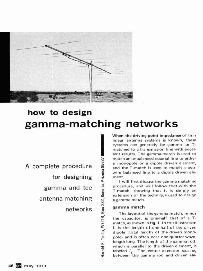 Gamma-Matching Network Design | PDF | Antenna (Radio) | Electrical ...