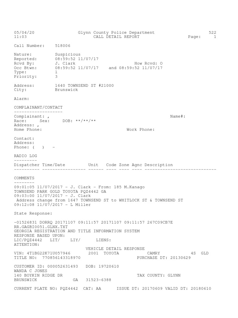 Police Call Log Ahmaud Arbery Suspicious Vehicle | PDF | Written ...