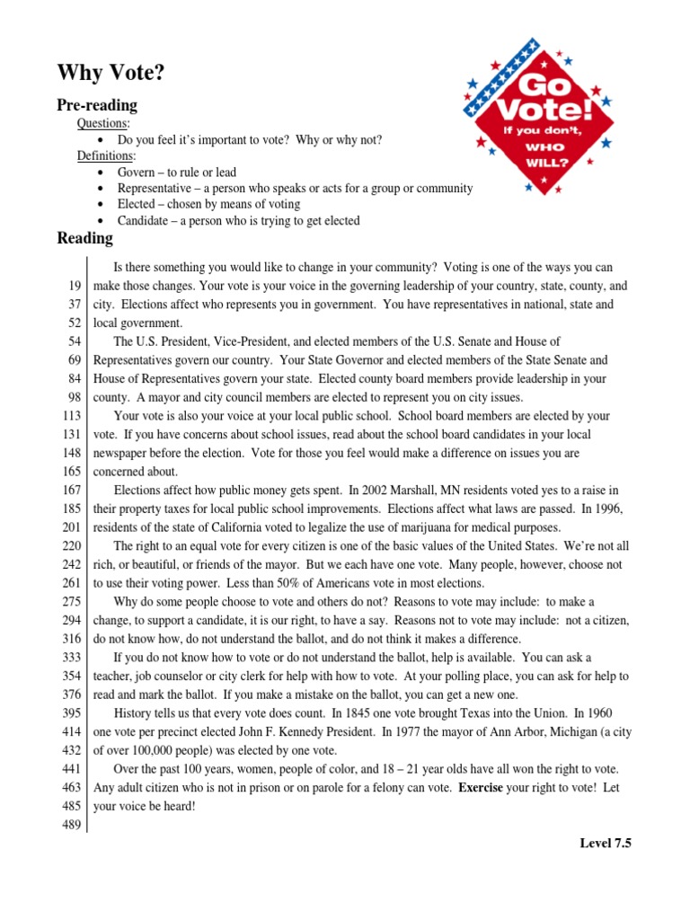 Why Vote | PDF | Voting | Polling Place