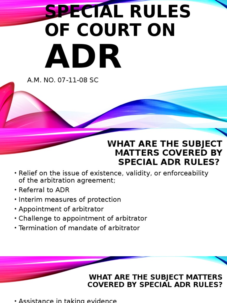 Special Rules of Court On Adr | PDF | Alternative Dispute Resolution ...