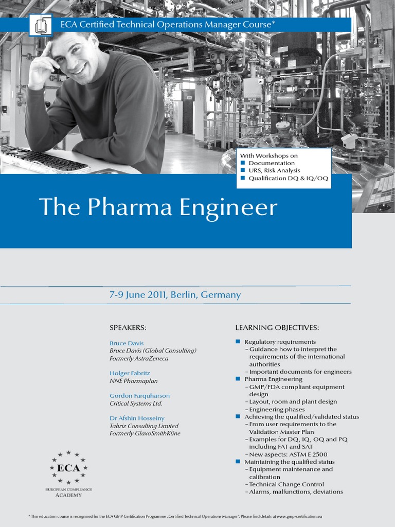 The Pharma Engineer: ECA Certified Technical Operations Manager Course ...