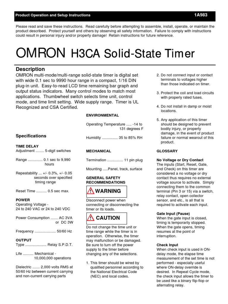 H3CA Timer Setup Instructions | PDF | Business