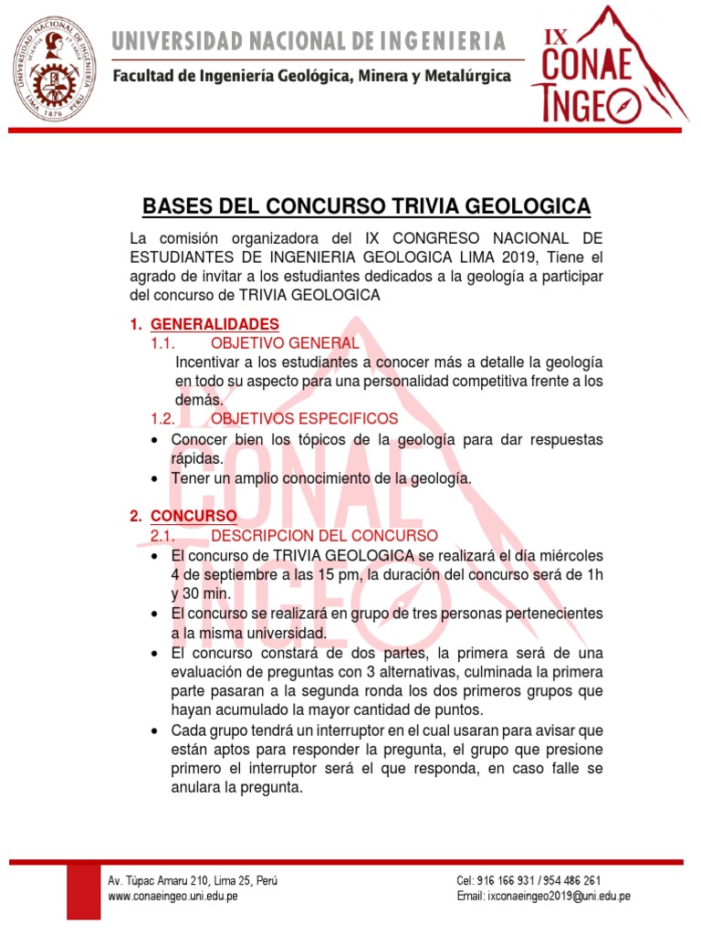 Concurso Trivia Geológica 2019 | PDF | Science | Naturaleza