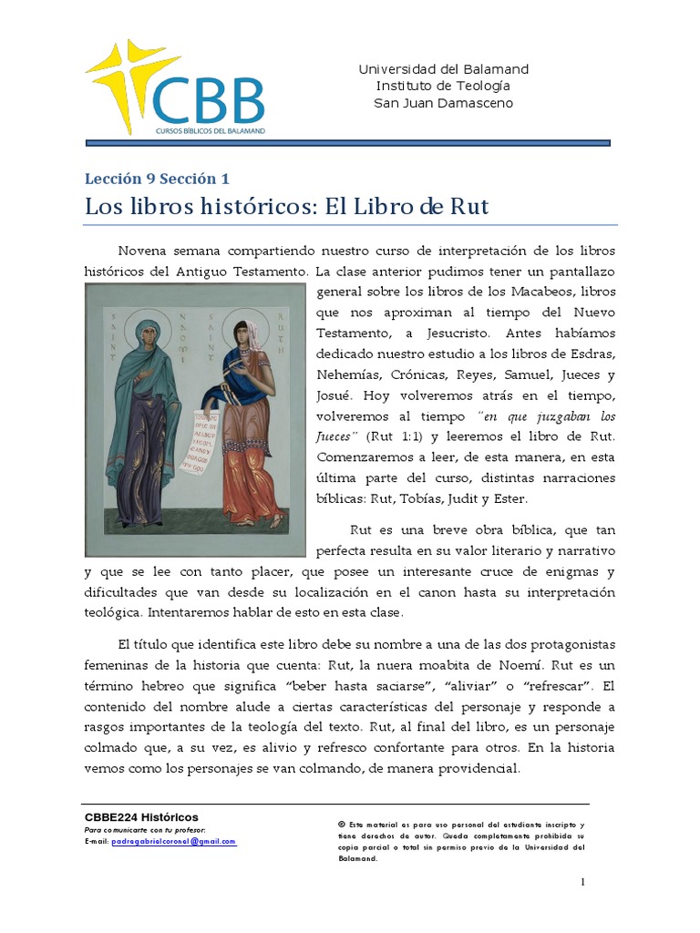 Los Libros Historicos - El Libro de Rut | PDF | Noemí (figura bíblica) | Libro de rut