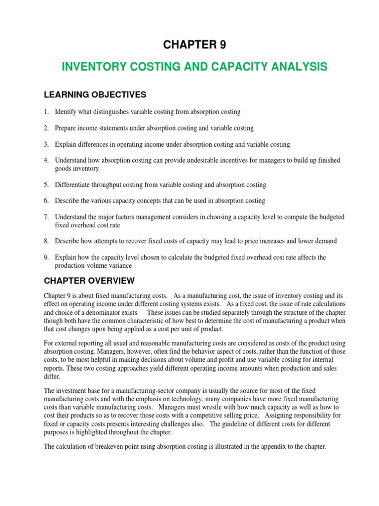 Ch09 Inventory Costing and Capacity Analysis | PDF | Cost Of Goods Sold ...