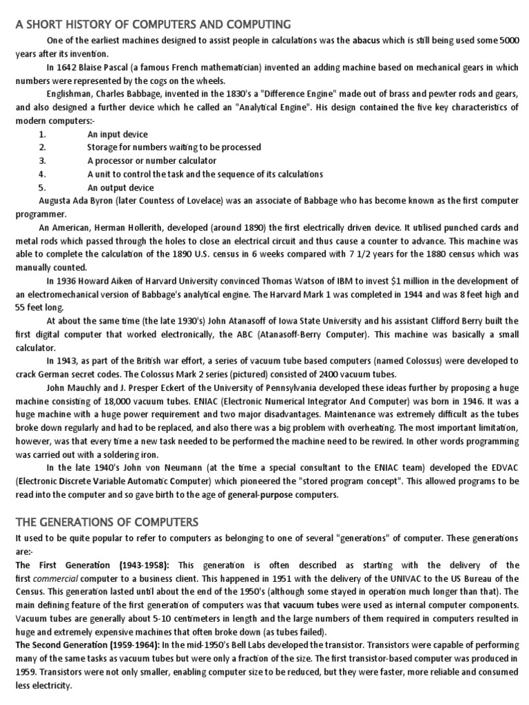 History of Computer | PDF | Integrated Circuit | Computer Architecture