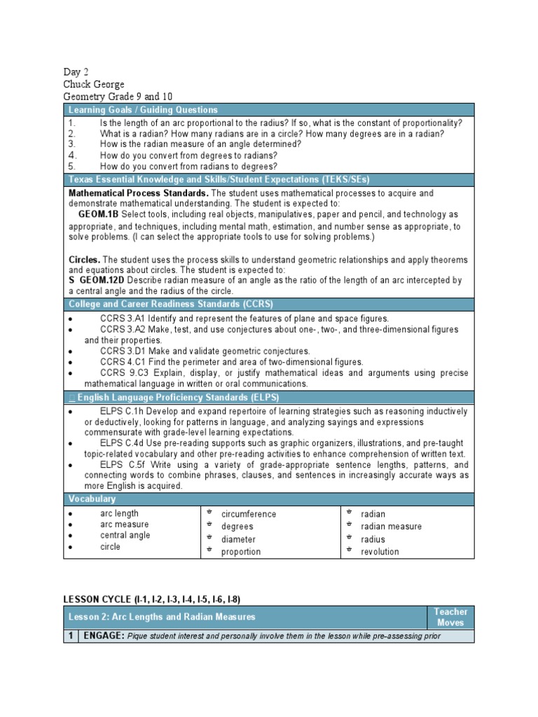 Teachworthy Lesson 2 | PDF | Angle | Pi