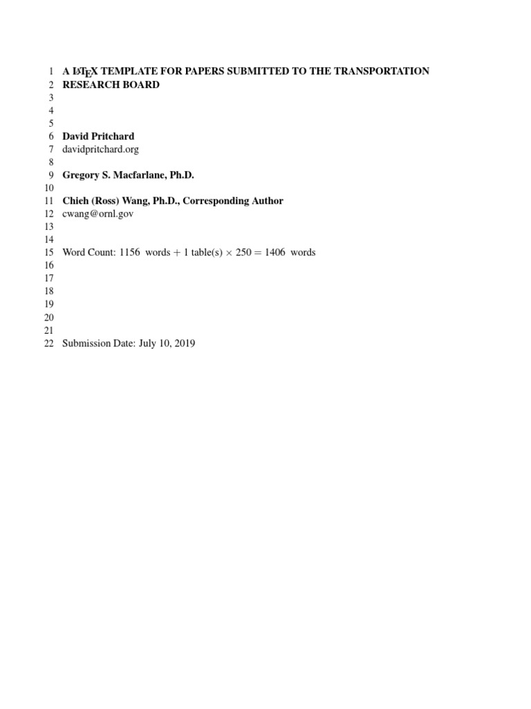 Transportation Research Board TRB Latex Template | PDF | Page Layout ...