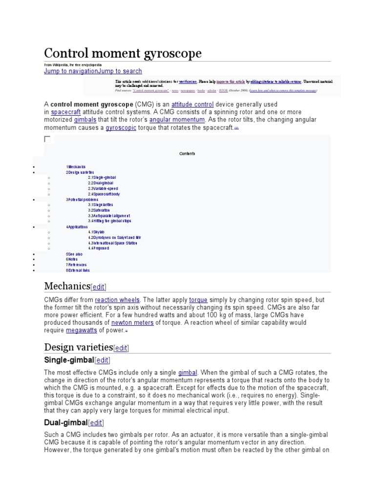 Control Moment Gyroscope | Download Free PDF | Spaceflight Technologies ...