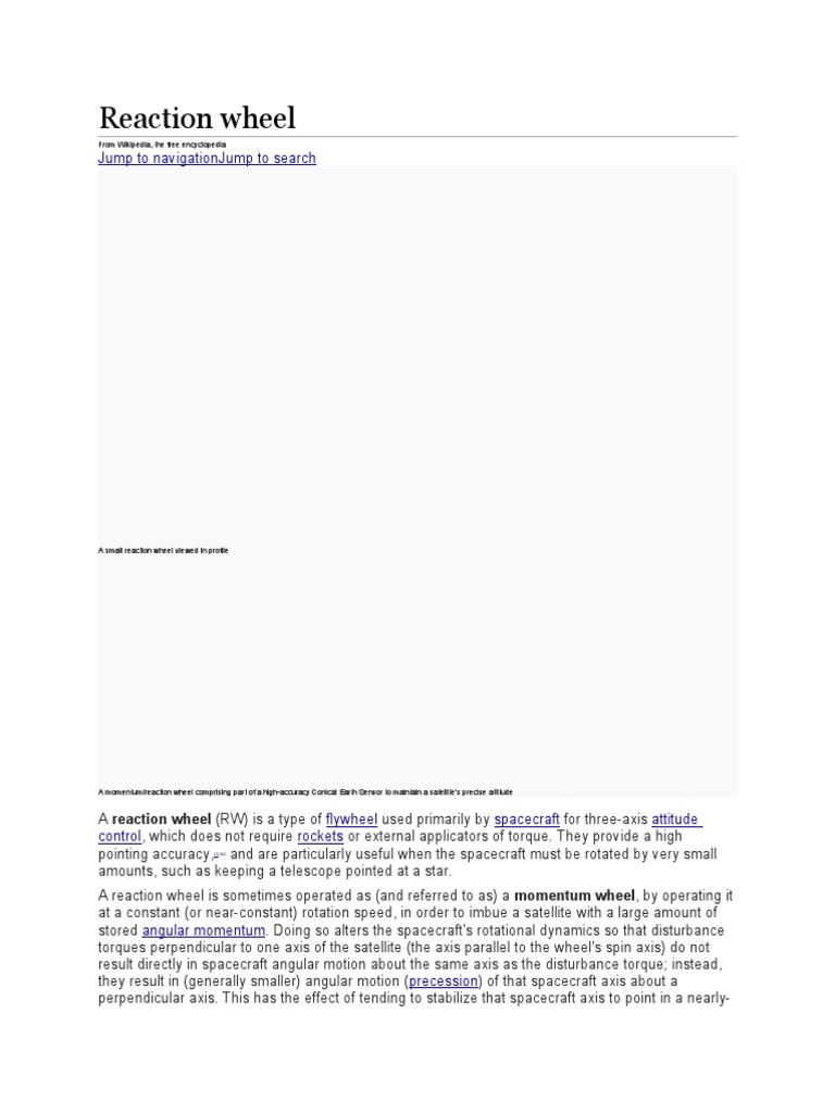 Reaction Wheel: Jump To Navigation Jump To Search | PDF | Attitude ...