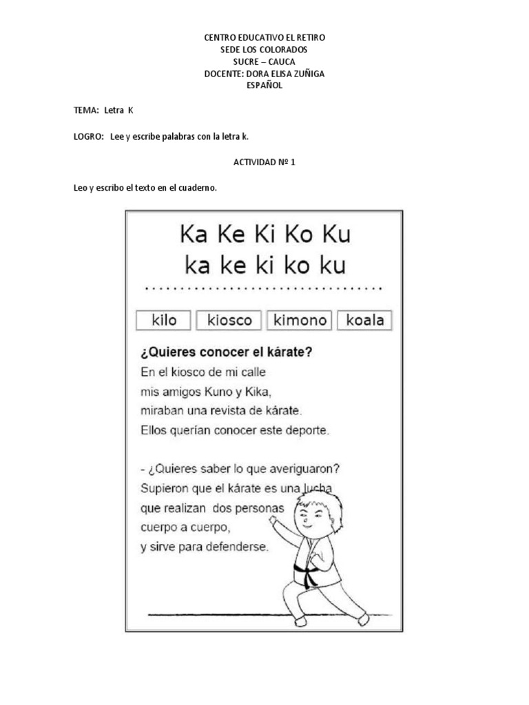 Actividades de Lengua con la Letra K | PDF | Estudios de idiomas ...