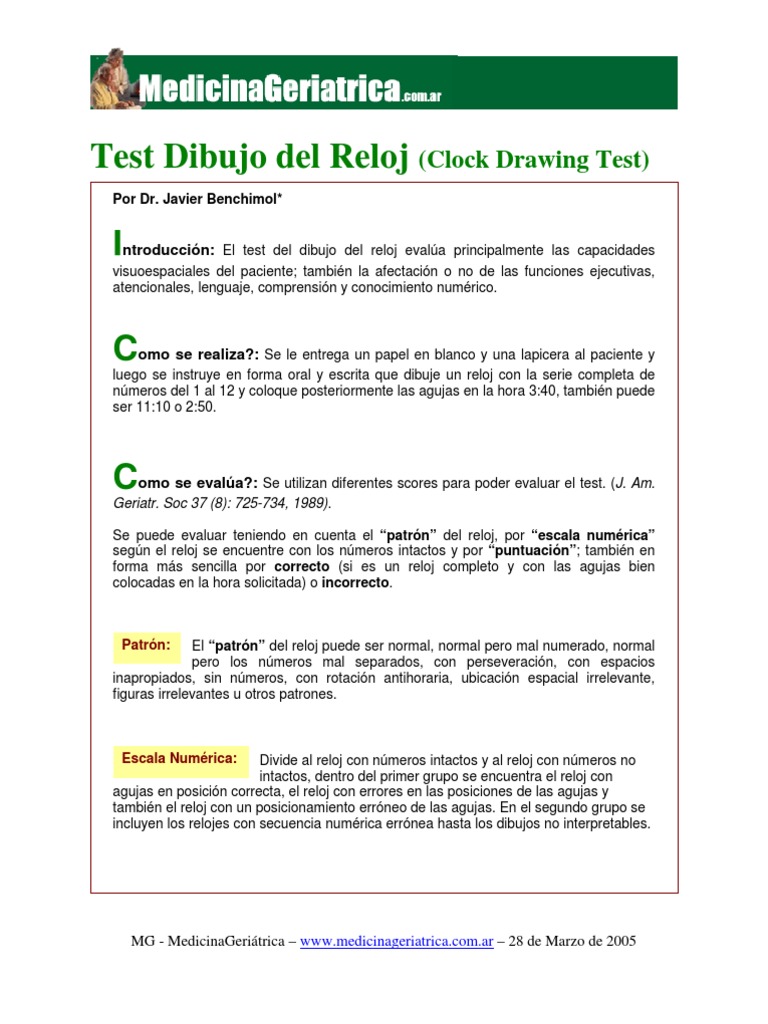 Test Del Reloj | PDF | Reloj | Salud y bienestar