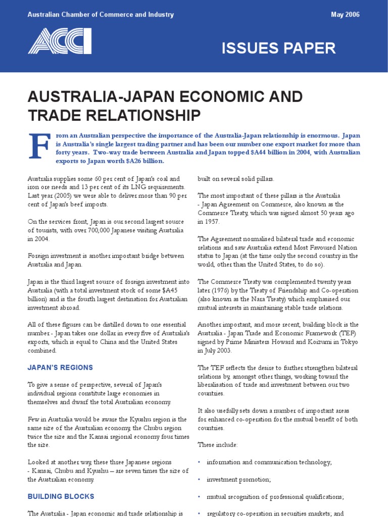 May 06 - Australia-Japan Economic-Trade Relationship | PDF | Australia ...