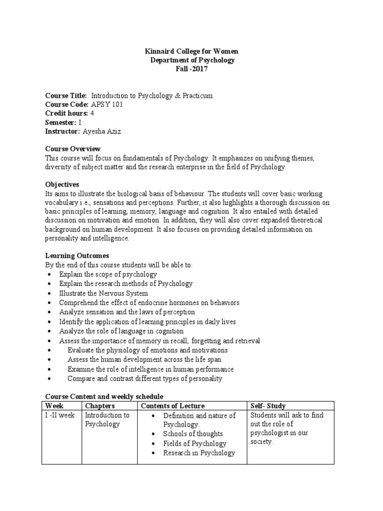Intro to Psychology Course Guide | PDF | Perception | Psychology