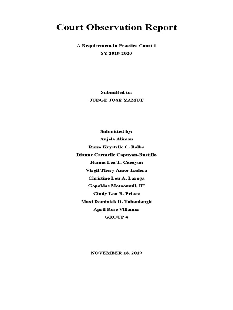 Court Observation Report: 2019-2020 | PDF | Plea | Arraignment