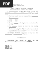 Affidavit of Non Employment | PDF | Affidavit | Evidence