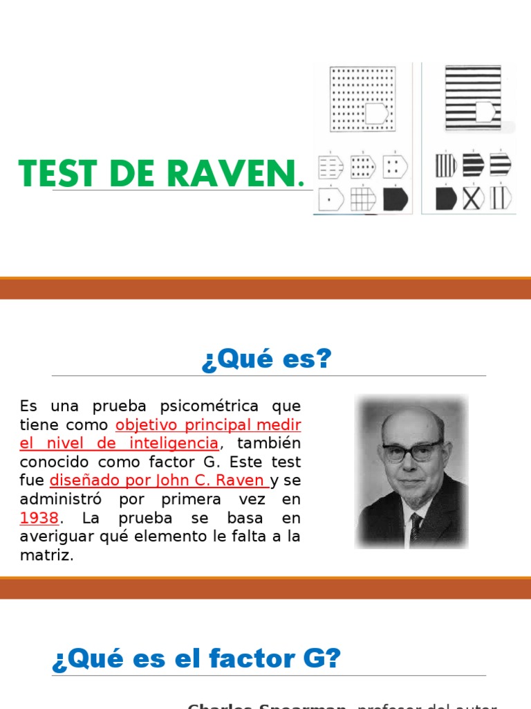 Análisis del Test de Raven: objetivos, componentes y aplicación | PDF ...