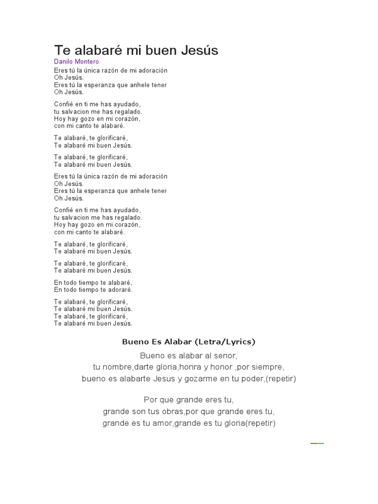 Te Alabaré Mi Buen Jesús | PDF