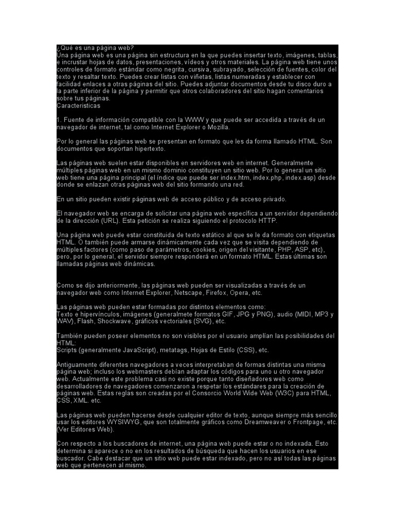Definición y características de páginas web | PDF | Página web | Sitios web