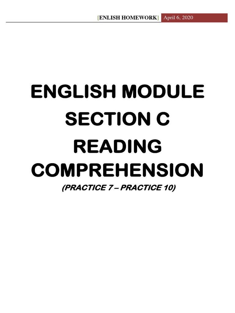 English Module Section C Reading Comprehension: (Practice 7 - Practice ...