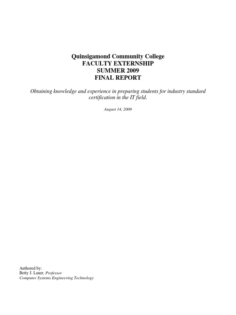 Quinsigamond Community College Faculty Externship SUMMER 2009 Final ...