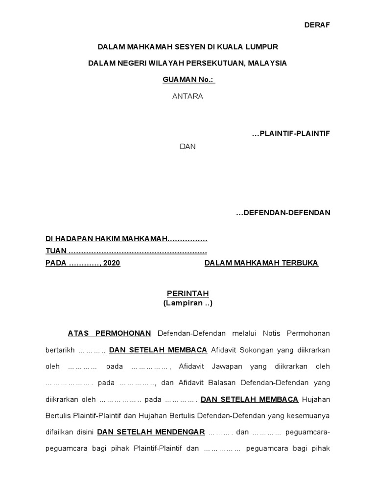 Contoh Perintah Permohonan Interlokutori | PDF