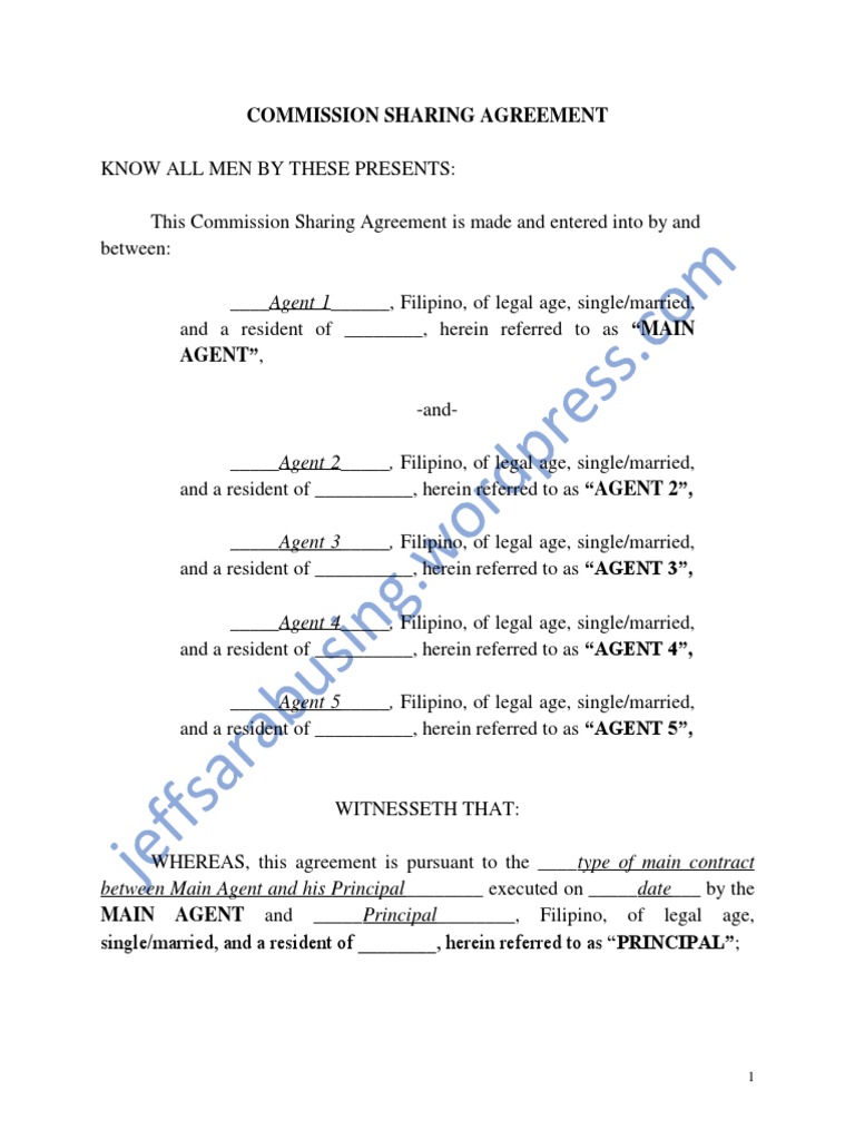 CONTRACT - Commission Sharing | PDF | Virtue | Common Law