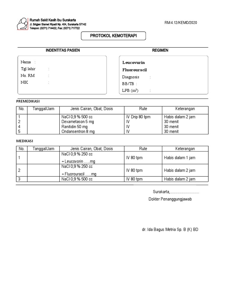PROTOKOL KEMOTERAPI UNTUK PASIEN KANKER KOLON DI RUMAH SAKIT KASIH IBU ...