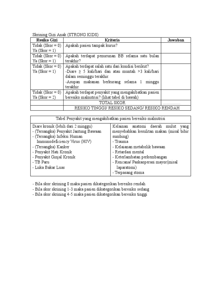 Skrining Gizi Anak | PDF