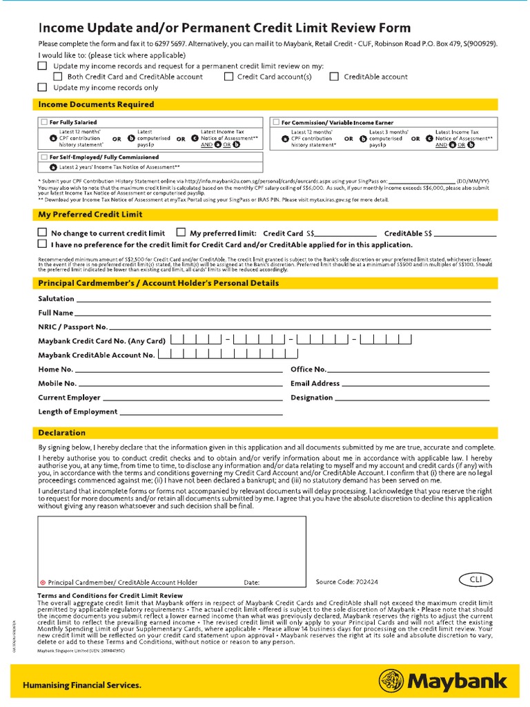 MayBank CL Form PDF | PDF