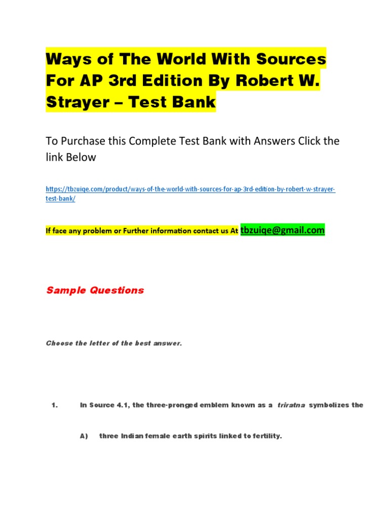 Ways of The World With Sources For AP 3rd Edition by Robert W. Strayer ...