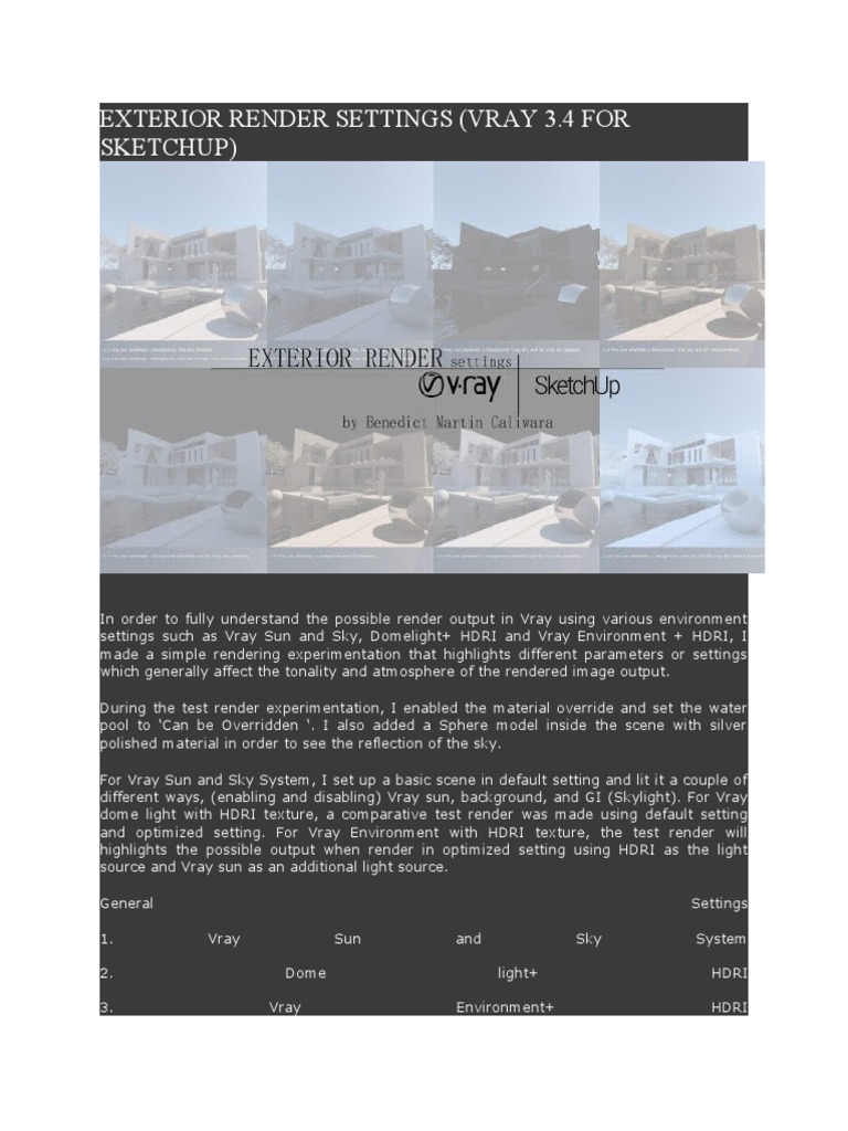 Vray Exterior Render Settings Guide | PDF | Sky | Rendering (Computer ...