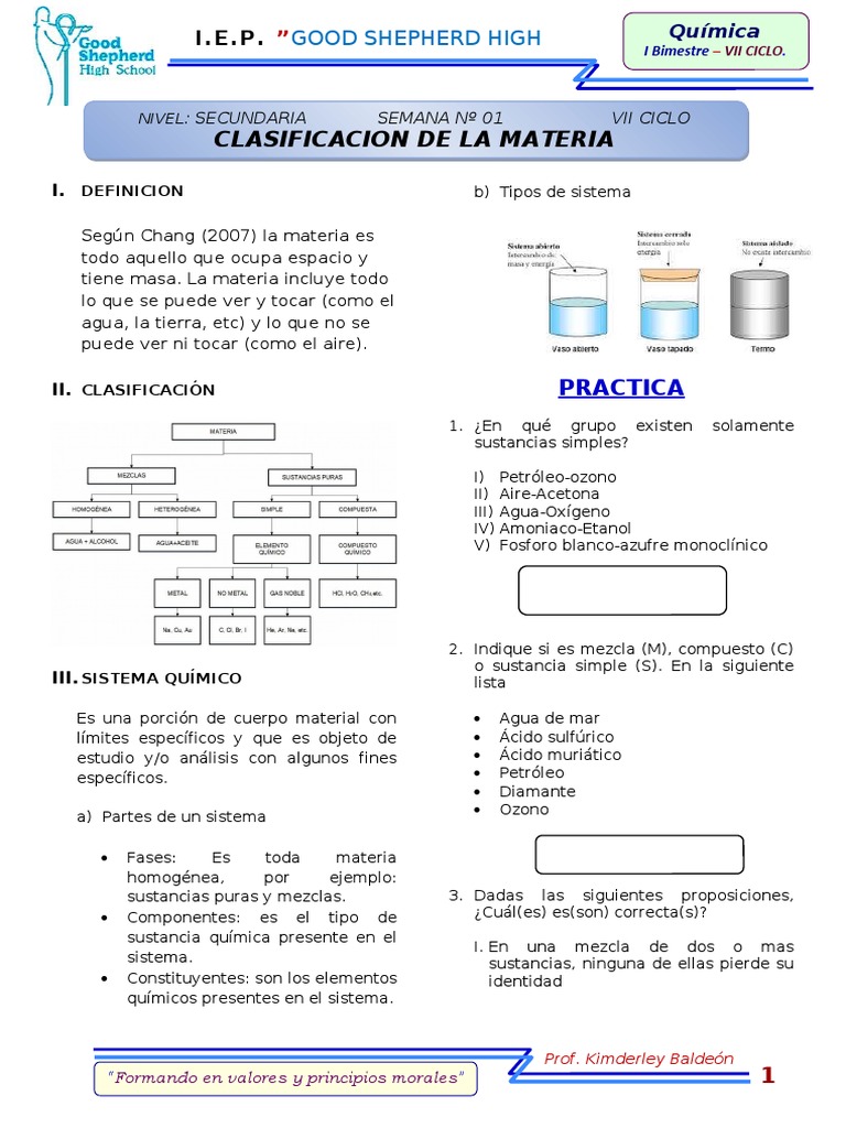 Clasificacion de La Materia | PDF | Mezcla | Sustancias químicas