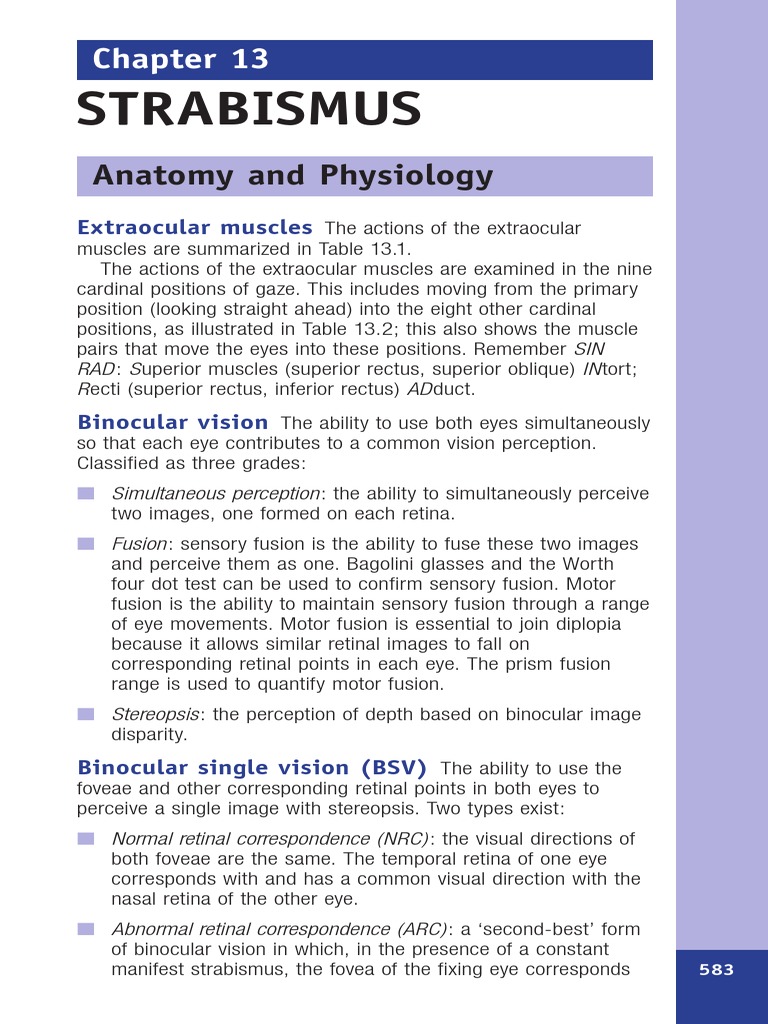 Strabismus: Anatomy and Physiology | PDF | Eye | Nervous System