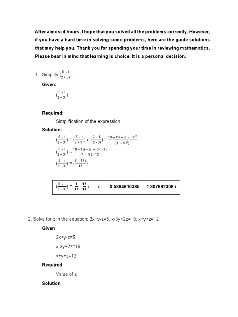 2 Week 1 Module 2 Math Practice Problems Solutions | PDF | Area | Sine