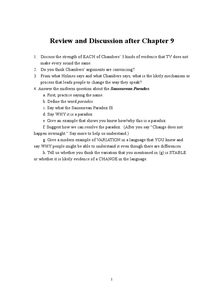 Review and Discussion After Chapter 9 | PDF