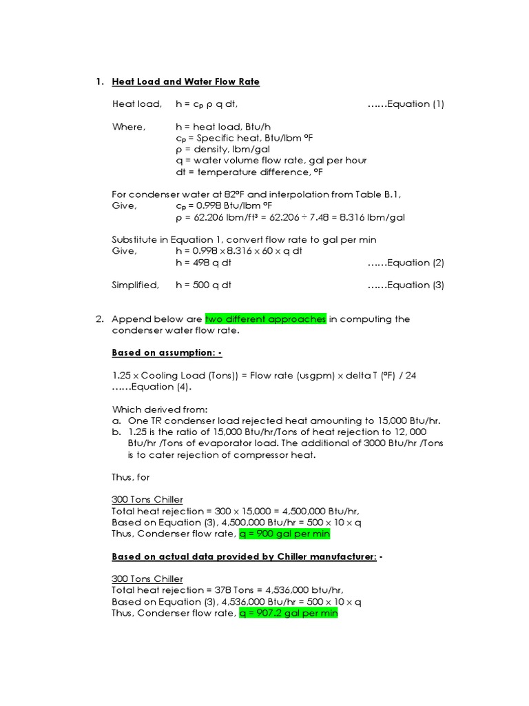 Condenser Flow Rate Calculation | PDF