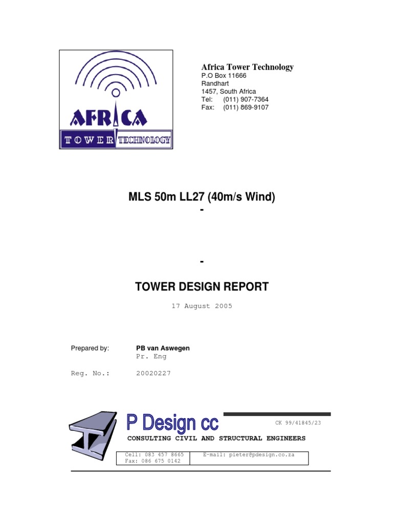 MLS 50m Tower Design Report | PDF | Screw | Antenna (Radio)