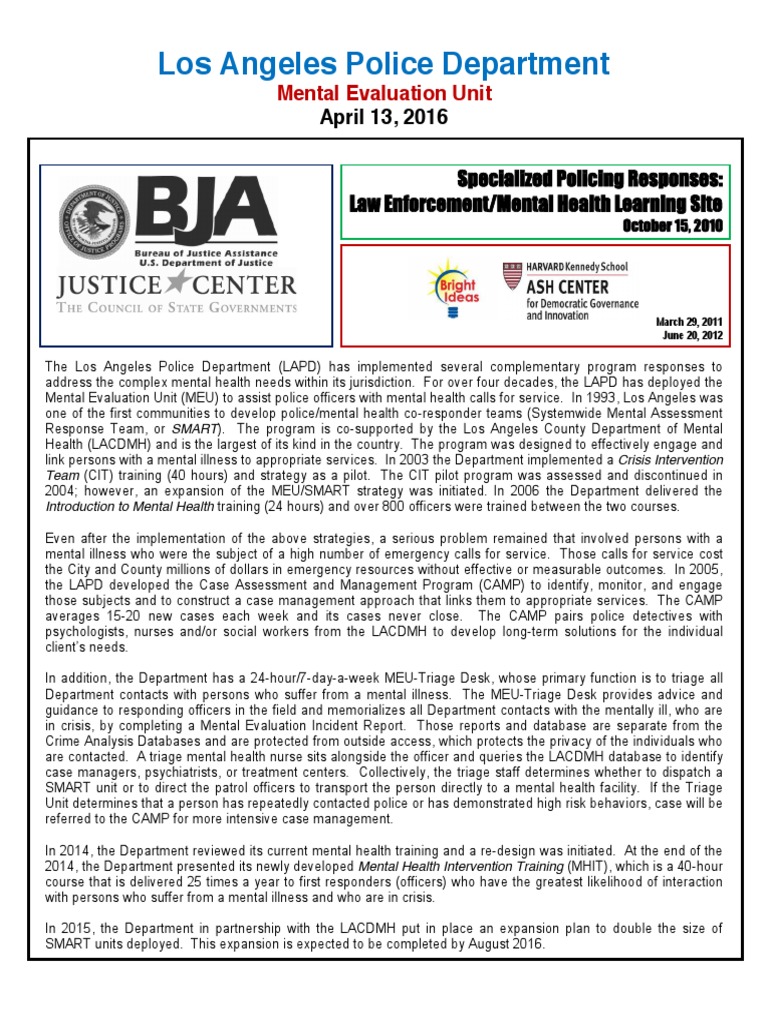 LAPD MEU Program Outline Updated UPDATED 4-13 - 2016 | PDF | Arrest ...