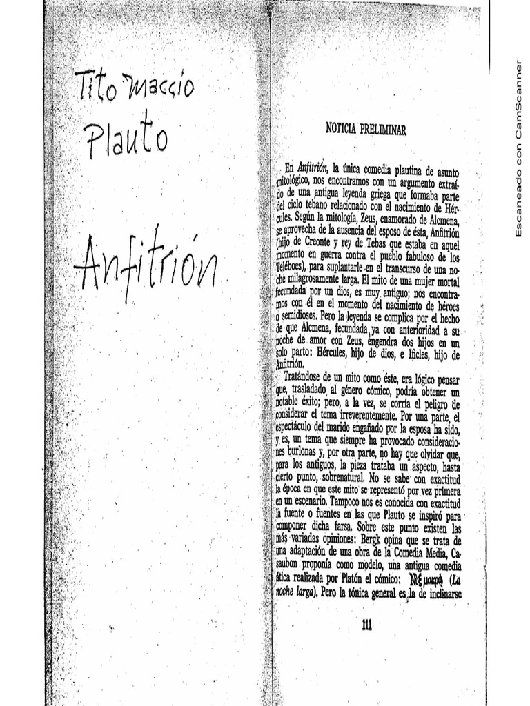 Anfitrión - Plauto PDF | PDF
