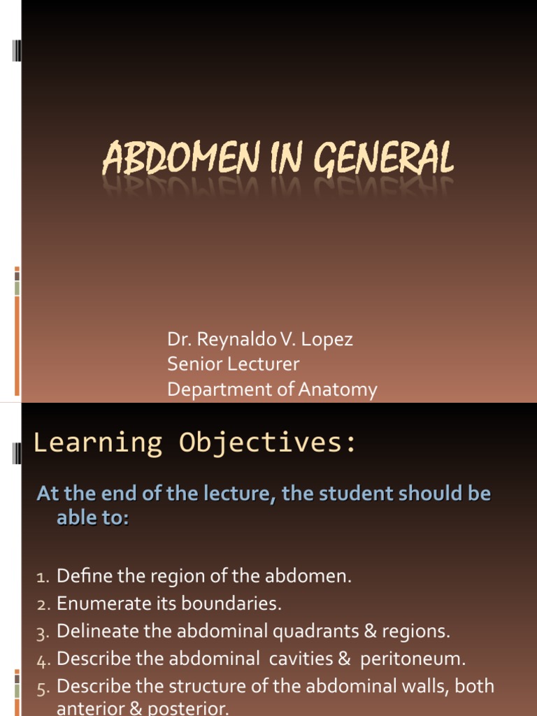 Dr. Reynaldo V. Lopez Senior Lecturer Department of Anatomy | PDF ...