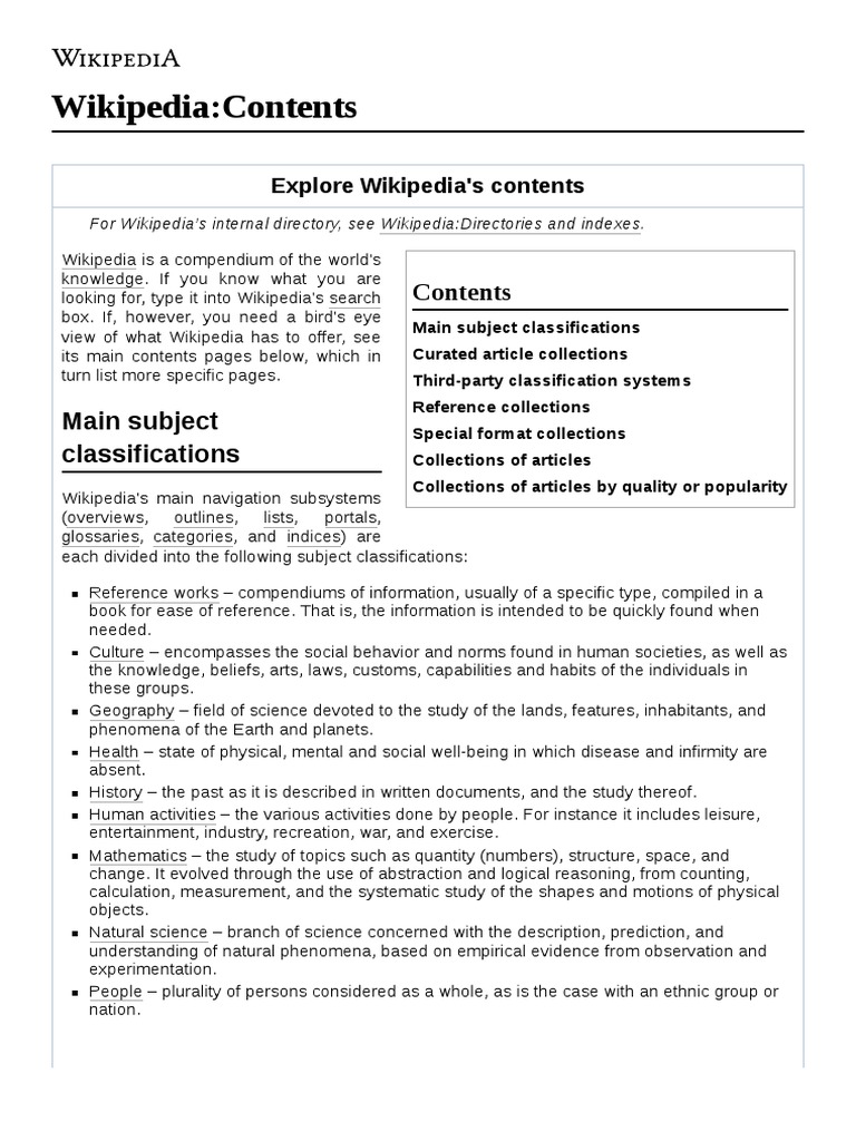 Explore Wikipedia's Contents | PDF | Wikipedia | Science