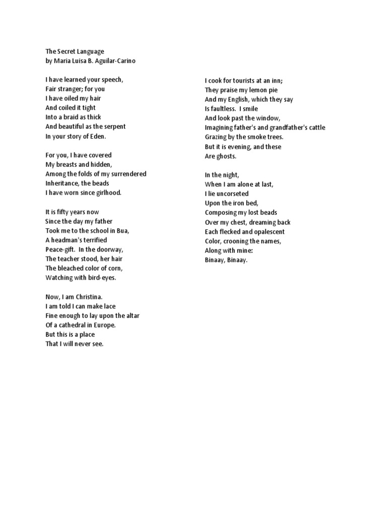 The Secret Language of Maria Luisa | PDF | Poetry