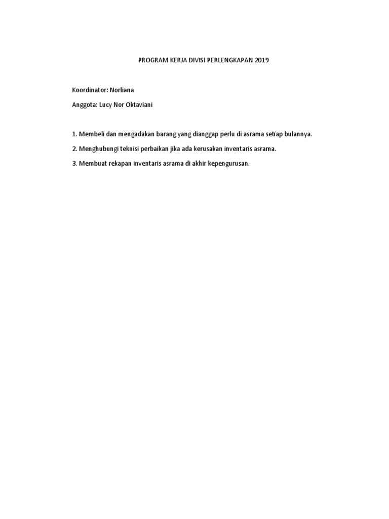 Proker Divisi Perlengkapan | PDF